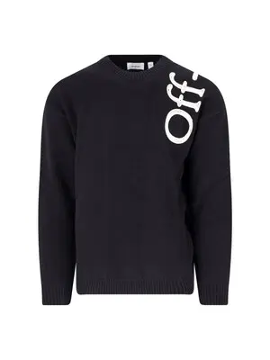 Off-White Bookish" Logo Crew Neck Sweater - Black
