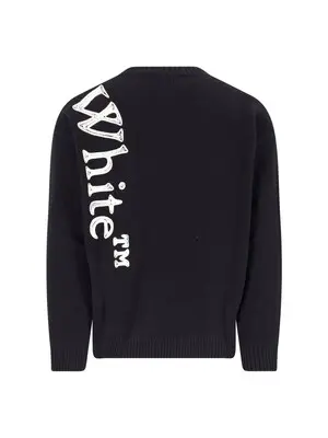 Off-White Bookish" Logo Crew Neck Sweater - Black