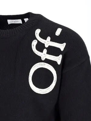 Off-White Bookish" Logo Crew Neck Sweater - Black