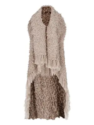 PAMPA THE BRAND Alpaca Wool Cape With Teddy Processing - Beige
