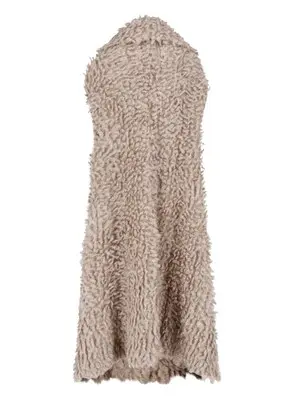 PAMPA THE BRAND Alpaca Wool Cape With Teddy Processing - Beige