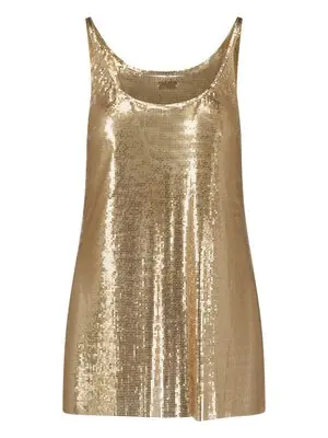 Rabanne Metallic Knit Tank Top - Gold