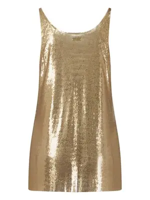Rabanne Metallic Knit Tank Top - Gold