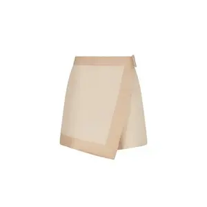 SHIKANZY Neutrals Lizzy Linen Two Tone High Waisted Skort With Pockets - Beige