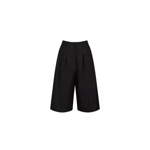 SHIKANZY Bermuda Shorts High Waisted Linen - Black