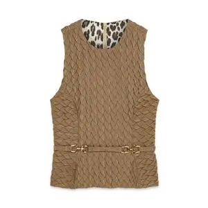 AMANDA THOMPSON COUTURE Marlo Waistcoat In Sand Pinstripe