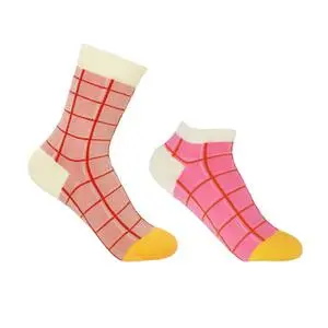 PEPER HAROW - MADE IN ENGLAND Grid Luxury Crew & Trainer Women’s Socks Bundle - Pink