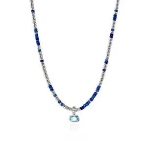JOHNHARDY Heishi Gem Charm Necklace Swiss Blue Topaz - Sterling Silver