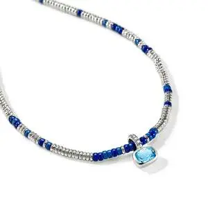 JOHNHARDY Heishi Gem Charm Necklace With Swiss Blue Topaz And Diamonds