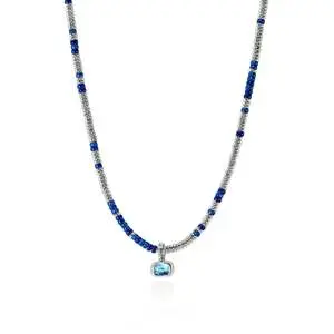 JOHNHARDY Heishi Gem Charm Necklace With Swiss Blue Topaz And Diamonds