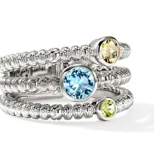 JOHNHARDY Heishi Gem Ring With Swiss Blue Topaz And Lemon Quartz