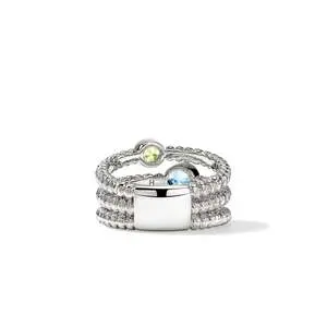 JOHNHARDY Heishi Gem Ring With Swiss Blue Topaz And Lemon Quartz