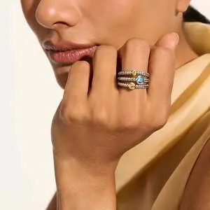 JOHNHARDY Heishi Gem Ring With Swiss Blue Topaz And Lemon Quartz
