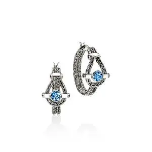 JOHNHARDY Icon Hoop Earrings Swiss Blue Topaz, 21mm - Sterling Silver