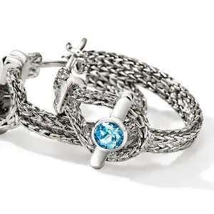 JOHNHARDY Hoop Earrings With Swiss Blue Topaz
