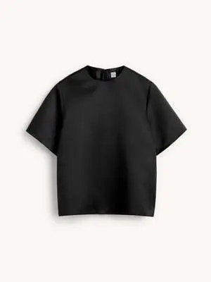 TOTEME Duchess Satin Top With Crewneck And Elbow-length Sleeves