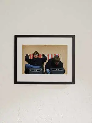 SONIC EDITIONS Framed 1995 Liam And Noel On The Beach Print, 50" X 40 - Multi