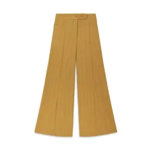 AMANDA THOMPSON COUTURE Mustard Pinstripe Wool Trousers
