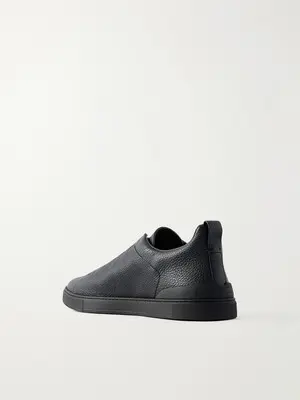 Zegna Full-grain Leather Slip-on Sneakers