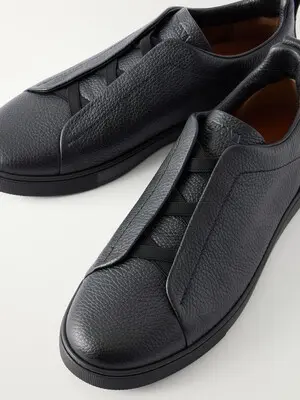 Zegna Full-grain Leather Slip-on Sneakers