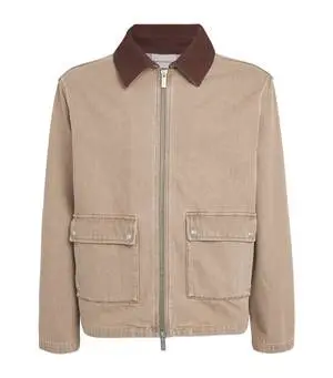 Drole De Monsieur Cord Collar Denim Jacket - Green