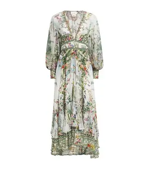 Camilla Silk Art For The Empress Midi Dress - Green