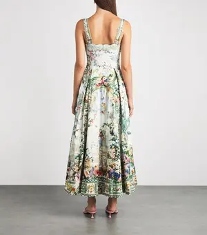 Camilla Stretch-cotton Art For The Empress Flared Midi Dress