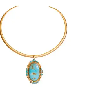 CHRISTINA GREENE Gold / Southwestern Pendant In Turquoise - Gold/blue