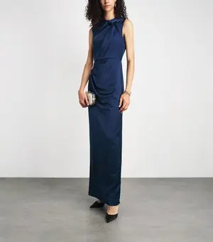 Erdem Embroidered Satin Pencil Gown