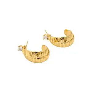 UCHI & SOTO Kin Stone Sculptural Hoop Earrings - Gold