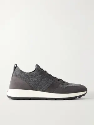 TOD'S Suede-trimmed Wool-knit Sneakers