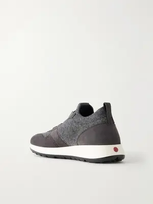 TOD'S Suede-trimmed Wool-knit Sneakers