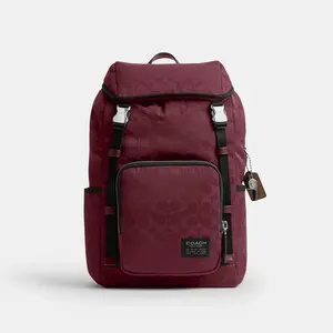COACH Logan Backpack In Signature Nylon - Light Maroon
