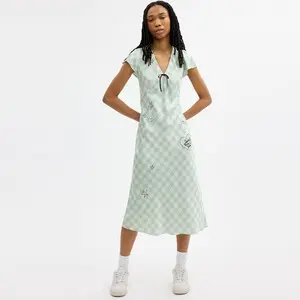 COACH X Brain Dead Embroidered Gingham Midi Dress