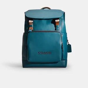 COACH Restored League Flap Backpack - Deep Turquoise