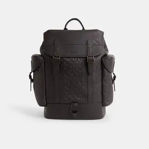 COACH Restored Hitch Backpack In Signature Leather - Black