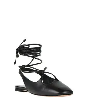 A.BOCCA Leather Ballet Flats With Lace-up Detail