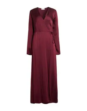 HOPE SKY Burgundy Viscose Wrap Maxi Dress