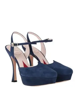 ROGER VIVIER Suede Platform Pumps With Ankle Strap