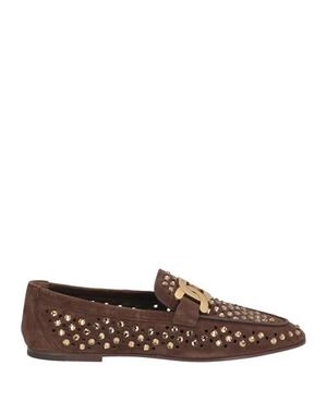 TOD'S Chocolate Suede Embellished Loafers - Brown