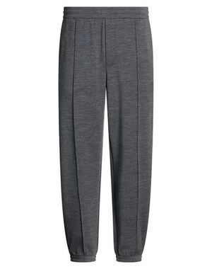 Emporio Armani Virgin Wool, Cotton, And Polyester Tapered Leg Trousers - Grey