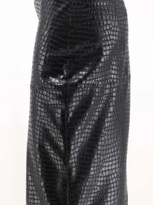 NUDE Faux Leather Embossed Croc Print Midi Skirt