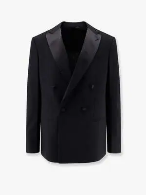 Giorgio Armani Soho Virgin Wool Tuxedo Blazer - Black