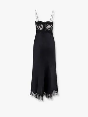 SELF-PORTRAIT Satin Dress With Lace Profiles