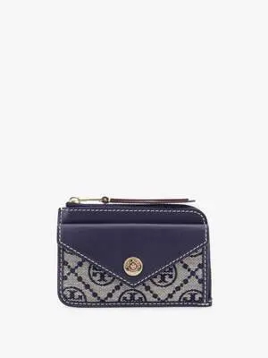 Tory Burch T Monogram Envelope Zip Card Case Wallet - Blue