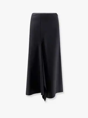 NUDE Wool Blend Flared Long Skirt - Black