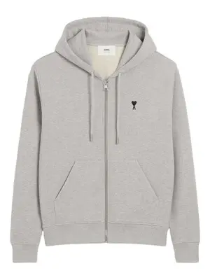 AMI Paris De Coeur Cotton Hoodie - Grey