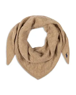 Polo Ralph Lauren Cable Knit Wool & Cashmere Triangle Scarf - Camel
