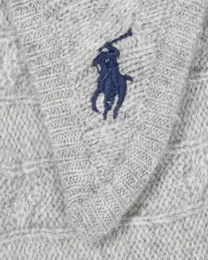 Polo Ralph Lauren Cable Knit Wool & Cashmere Triangle Scarf - Soft Grey