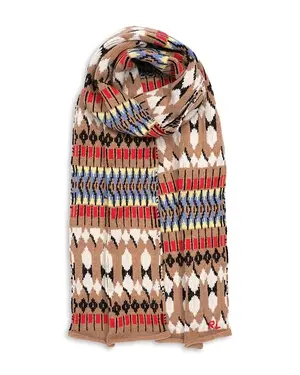 Polo Ralph Lauren Chunky Knit Fair Isle Skinny Scarf - Camel